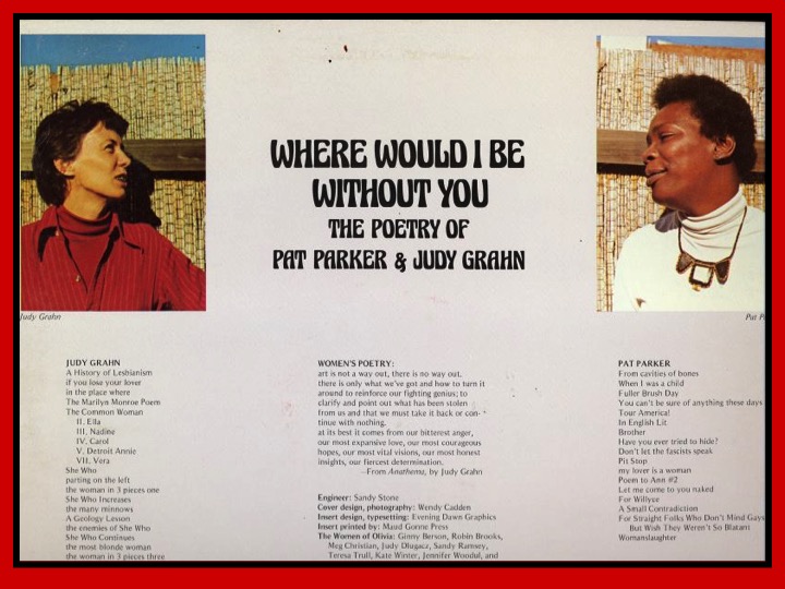 Where would I be without you : the poetry of Pat Parker and Judy Grahn ...